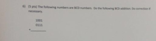 Solved The following nymbers in BCD number: Do the following | Chegg.com