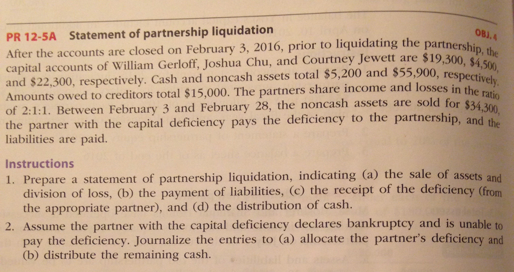 Solved PR 12-5A Statement of partnership liquidation After | Chegg.com
