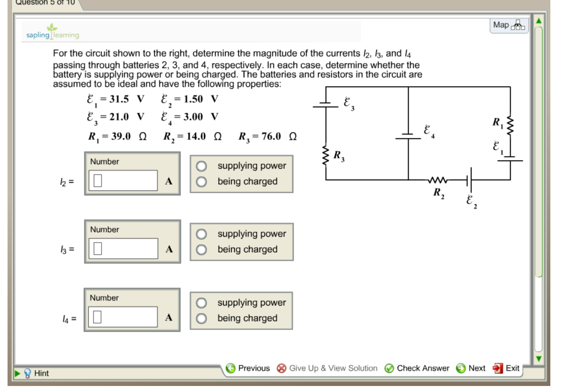 Solved Question 5 of 10 Map pling learning For the circuit | Chegg.com
