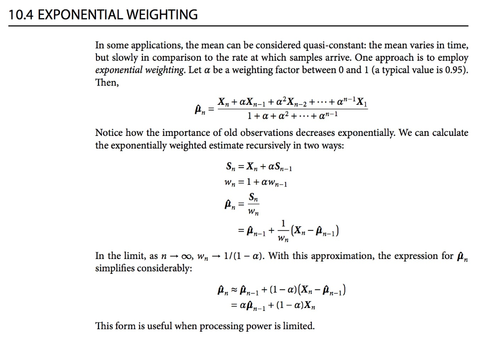 The exponential weighting in Section 10.4 can be | Chegg.com