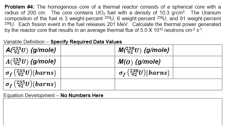 Problem #4: The homogenous core of a thermal reactor | Chegg.com