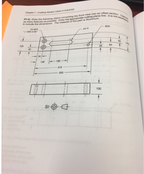 Solved Draw the following object converting the front view | Chegg.com