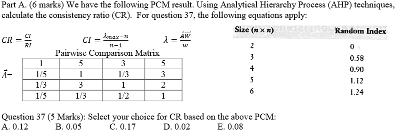 Part A. (6 marks) We have the following PCM result. | Chegg.com
