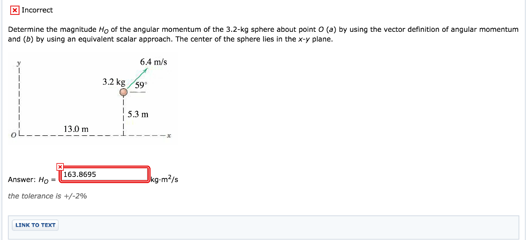 Solved Determine The Magnitude Ho Of The Angular Momentum Of