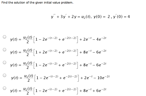 Solved Find the solution of the given initial value problem. | Chegg.com