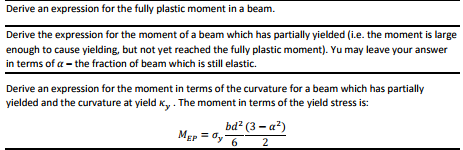 Solved Derive an expression for the fully plastic moment in | Chegg.com
