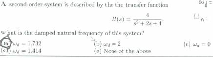 Solved A second-order system is described by the transfer | Chegg.com