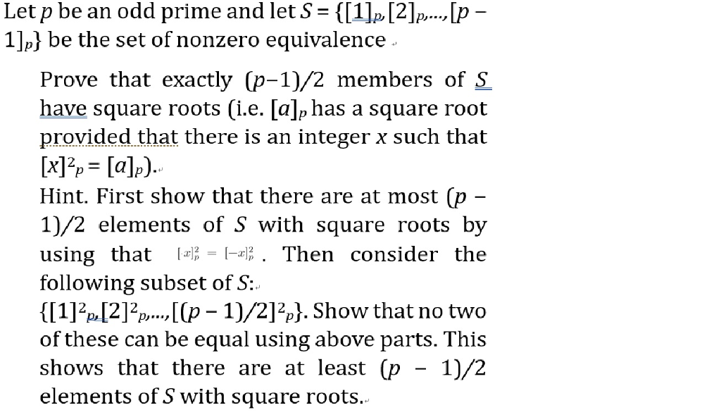 Solved Let p be an odd prime and let S- [1]p [21., [p 1]p} | Chegg.com