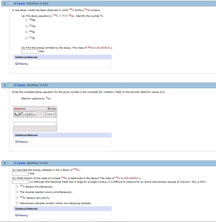 Solved A rare decay mode has been observed in which^235 U | Chegg.com