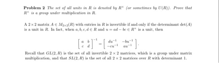 Solved The set of all units in R is denoted by R^x (or | Chegg.com