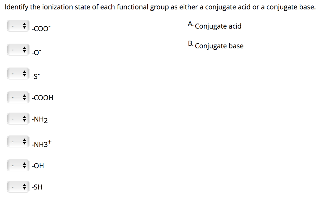 Solved ldentify the ionization state of each functional | Chegg.com
