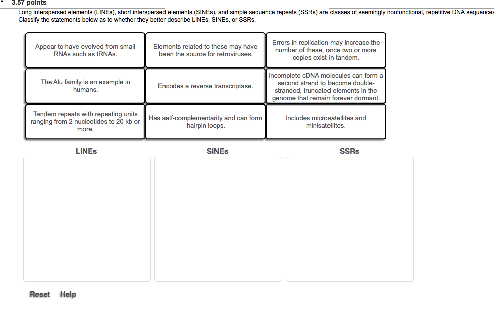 Solved Long interspersed elements (LINEs), short | Chegg.com
