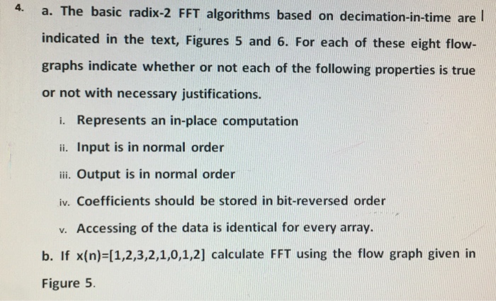 Solved 4. a. The basic radix-2 FFT algorithms based on | Chegg.com