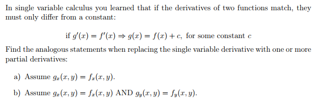 Solved In single variable calculus you learned that if the | Chegg.com