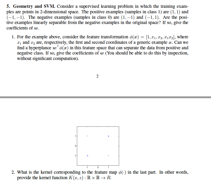 5. Geometry and SVM. Consider a supervised learning | Chegg.com 5. Geometry and SVM. Consider a supervised learning | Chegg.com