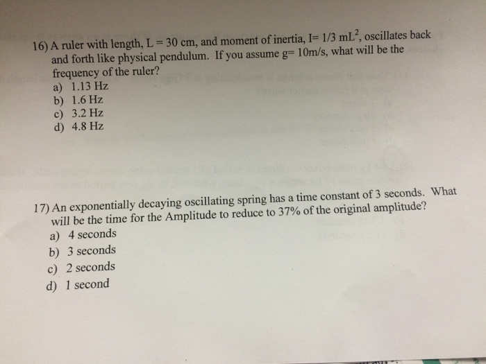 Solved A ruler with length, L = 30 cm, and moment of | Chegg.com