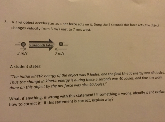 Solved A 2 Kg Object Accelerates As A Net Force Acts On It