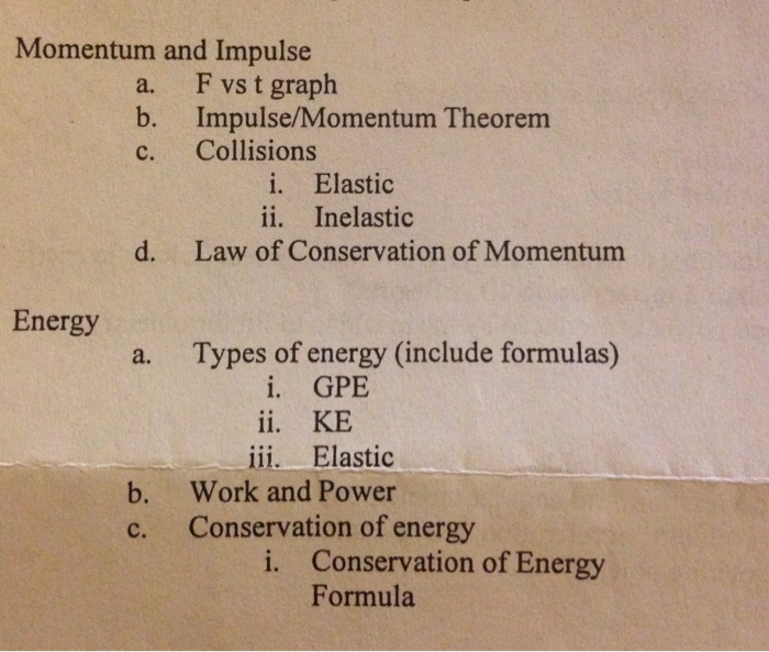 Solved Momentum And Impulse Types Of Energy Include Chegg
