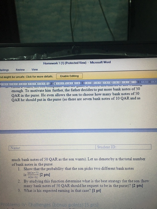 Solved Homework 1(1) (Protected View) - Microsoft Word | Chegg.com