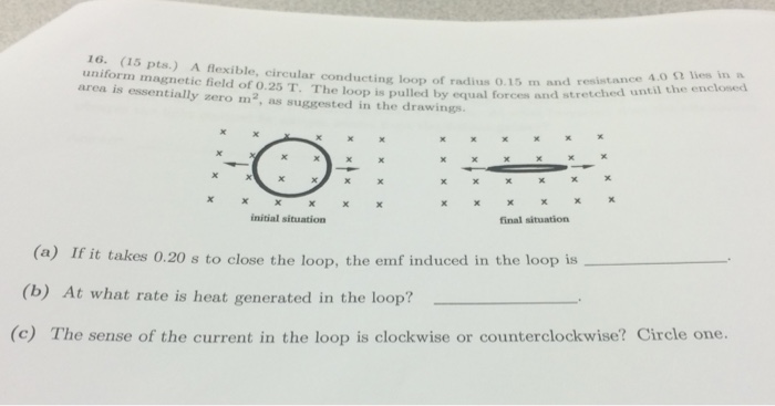 Solved A flexible, circular conducting loop of radium 0.15 m | Chegg.com