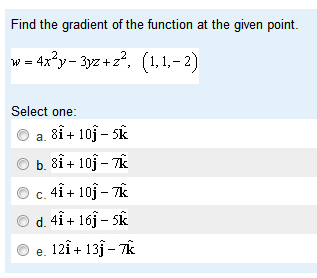 Solved Find the gradient of the function at the given point. | Chegg.com