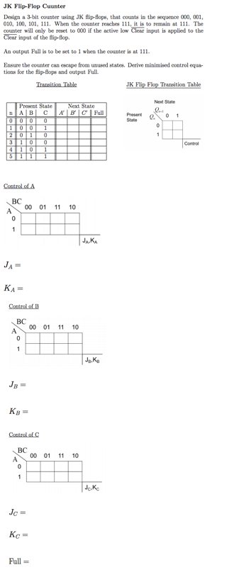 Solved Design a 3-bit counter using JK flip-flops, that | Chegg.com