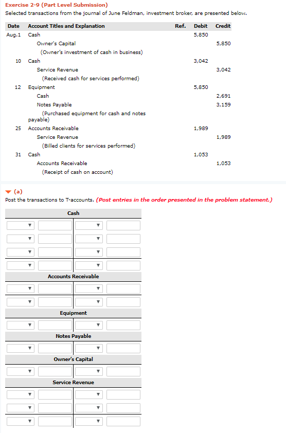 Solved Exercise 2-9 (Part Level Submission) Selected | Chegg.com