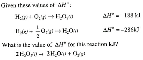 Solved Given these values of Delta H degree : H2 (g) + O2 | Chegg.com