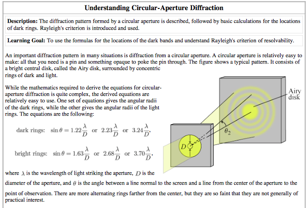 Diffraction Pattern Circular Aperture Diffraction Pattern Circular Aperture
