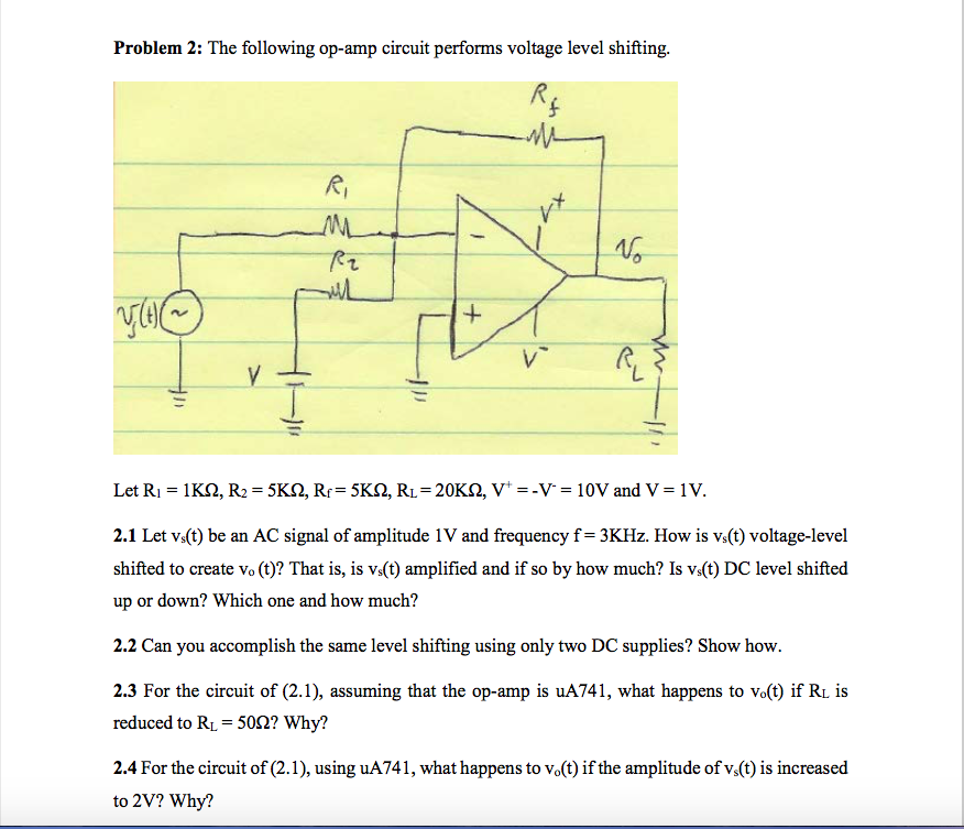 Solved Problem 2: The following op-amp circuit performs | Chegg.com