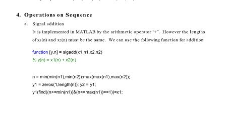 4. Operations on Sequence a. Signal addition It is | Chegg.com