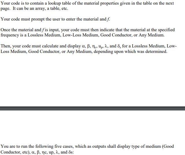 You will write code to Determine if a material is a | Chegg.com