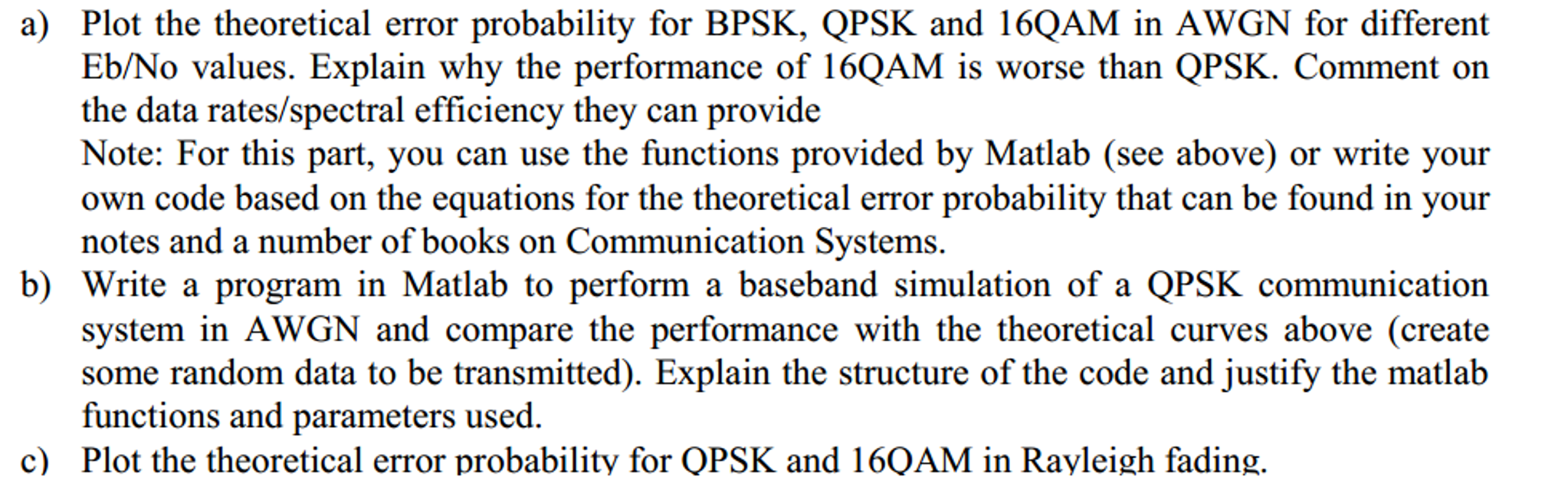 Plot the theoretical error probability for BPSK, QPSK | Chegg.com