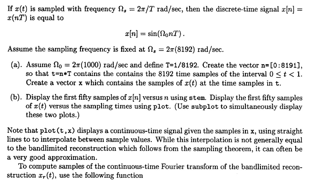 Solved 7.1 Aliasing due to Undersampling This exercise | Chegg.com