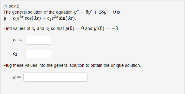 Solved (1 point) The general solution of the equation y" | Chegg.com