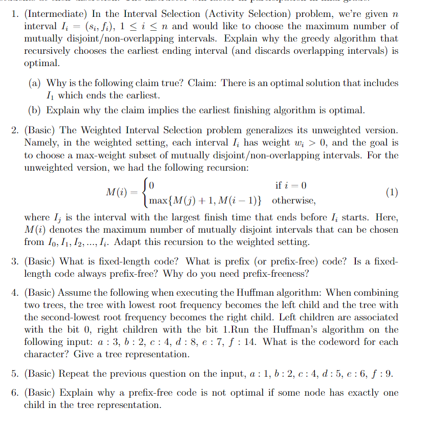 Solved 1. (Intermediate) In the Interval Selection (Activity | Chegg.com