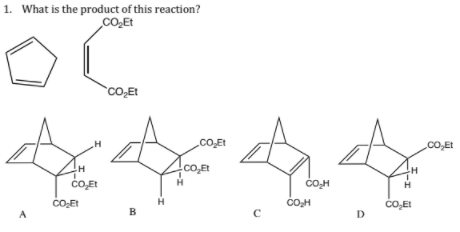 Solved 1. What is the product of this reaction? CO2Et CO2Et | Chegg.com