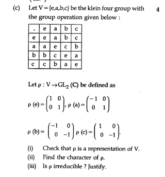 Solved Let V = {e, a, b, c} be the klein four group with 4 | Chegg.com