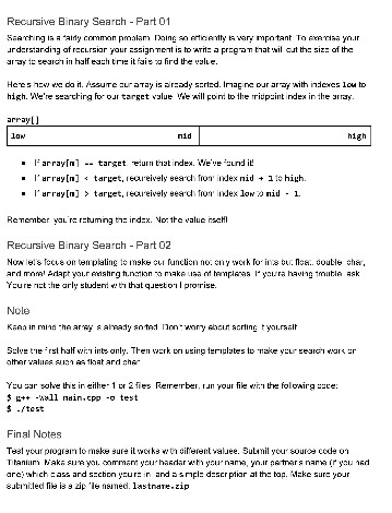 Solved Recursive Binary Search Part 01 understardia af | Chegg.com