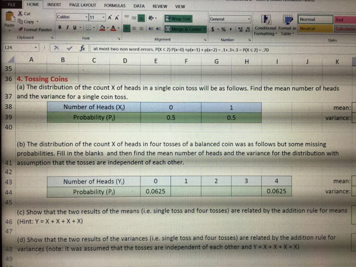 Solved Tossing Coins The distribution of the count X of | Chegg.com