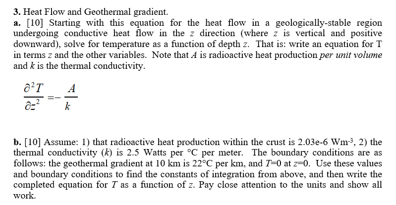 3. Heat Flow and Geothermal gradient. a. [10] | Chegg.com
