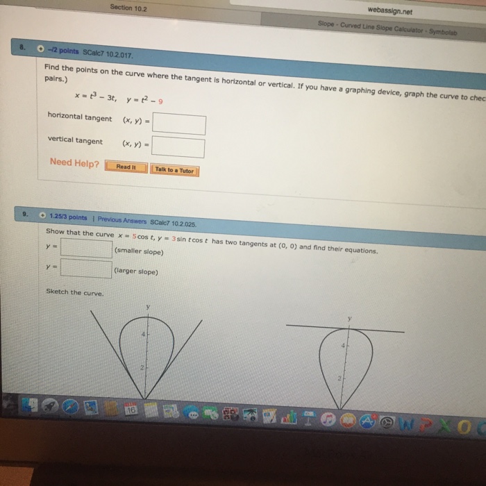 Solved Find the points on the curve where the tangent is | Chegg.com