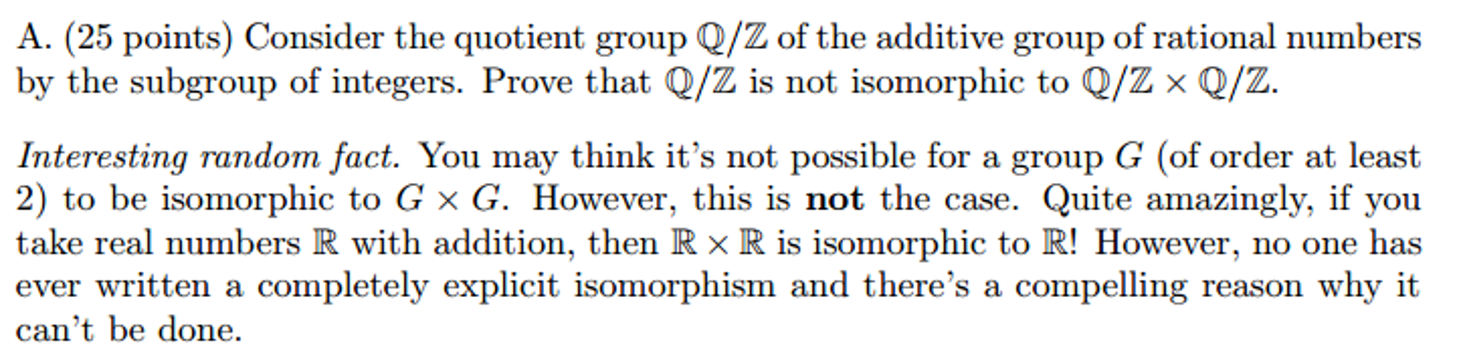 Solved Consider the quotient group Q/Z of the additive group | Chegg.com