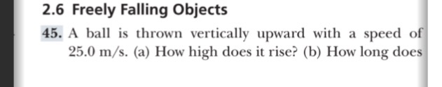 Solved: 2.6 Freely Falling Objects 45. A Ball Is Thrown Ve... | Chegg.com