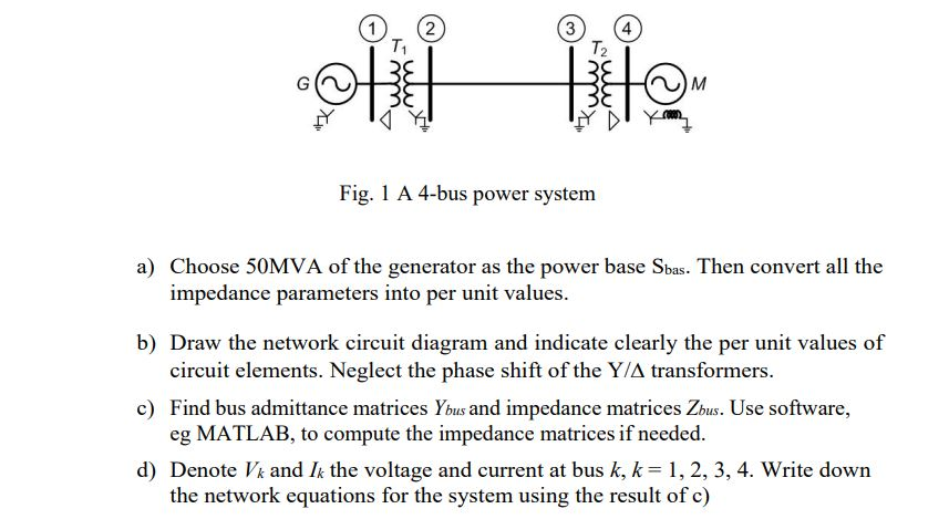 Solved 2. Consider the 4-bus power system shown in Fig. 1. | Chegg.com