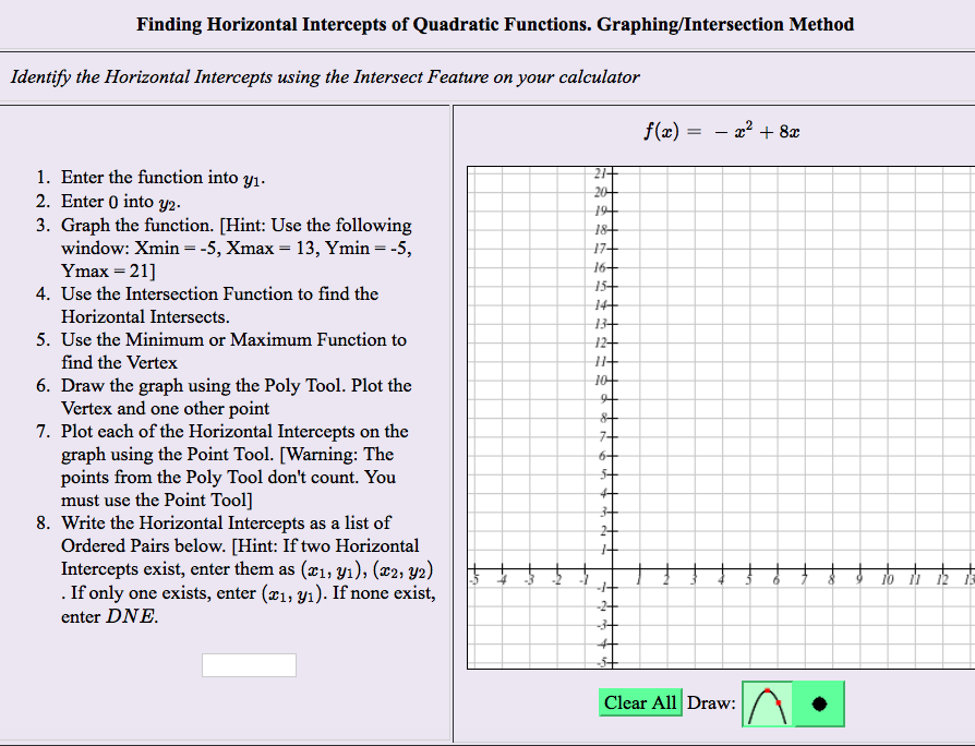 Solved Finding Horizontal Intercepts of Quadratic Functions. | Chegg.com