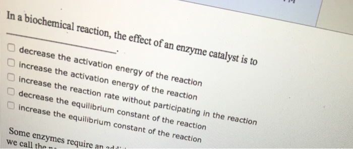 Solved In a biochemical reaction, the effect of an enzyme | Chegg.com