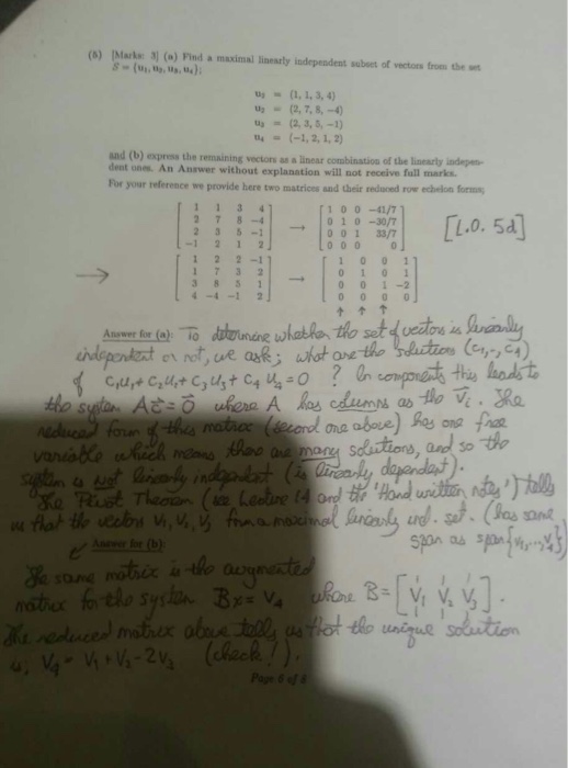 Solved (s) lMarkst al (a) Find a maximal linearly | Chegg.com