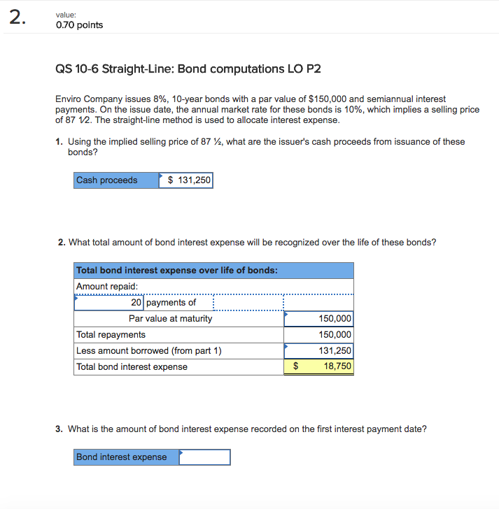 Solved 2. 020 value: points QS 10-6 Straight-Line: Bond | Chegg.com