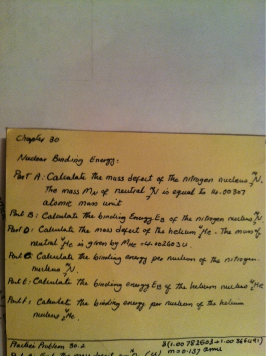 Solved Nuclear Binding Energy: : Calculate the mass defect | Chegg.com